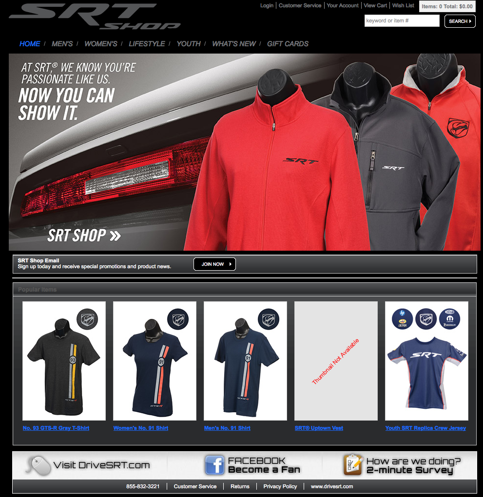 Dodge, Mopar, Challenger and SRT clothing – official vendor
